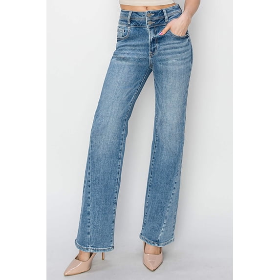RISEN Women's High Rise Ankle Straight Jeans - Walmart.com