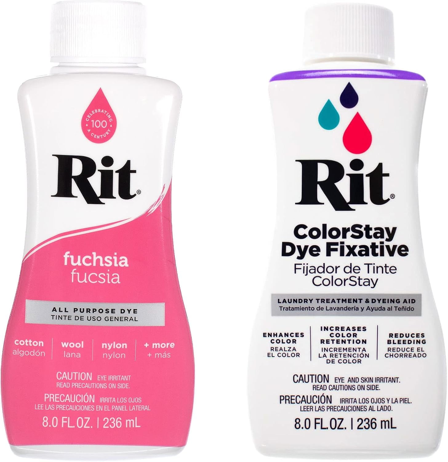RIT Dye Wide Selection of Colors with Color Fixative + Fuchsia ...