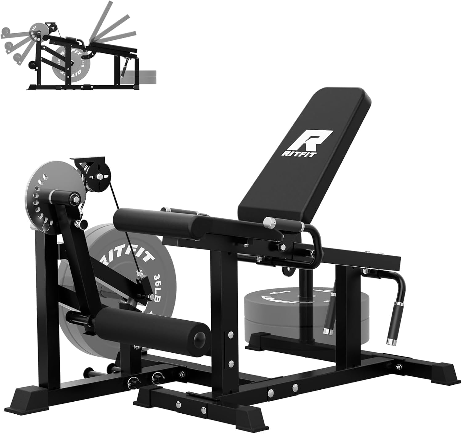 RITFIT Leg Extension and Curl Machine, 700LB Adjustable Gym Equipment ...