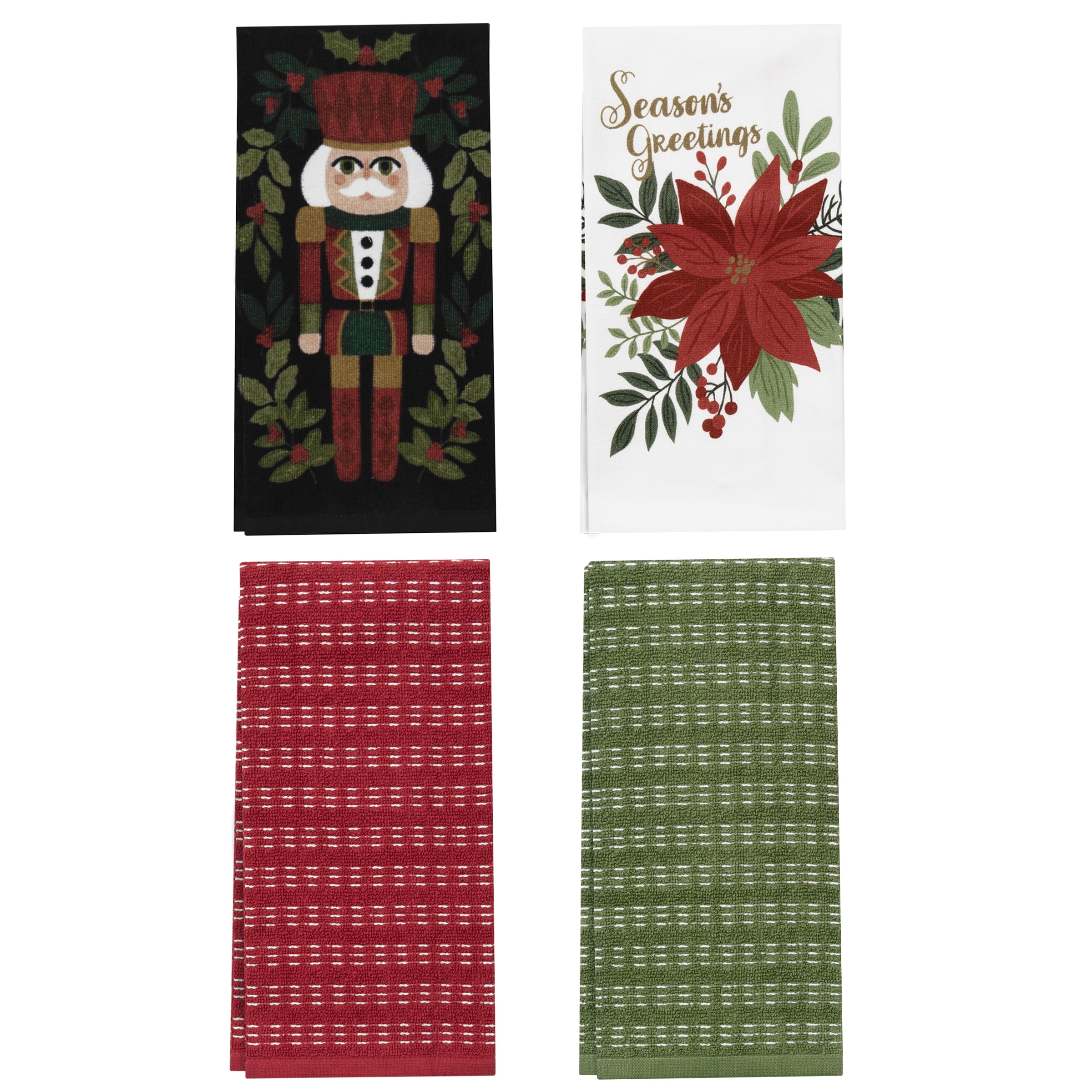 RITZ 100% Cotton Holiday Kitchen Towels, Set of 4, Nutcracker ...
