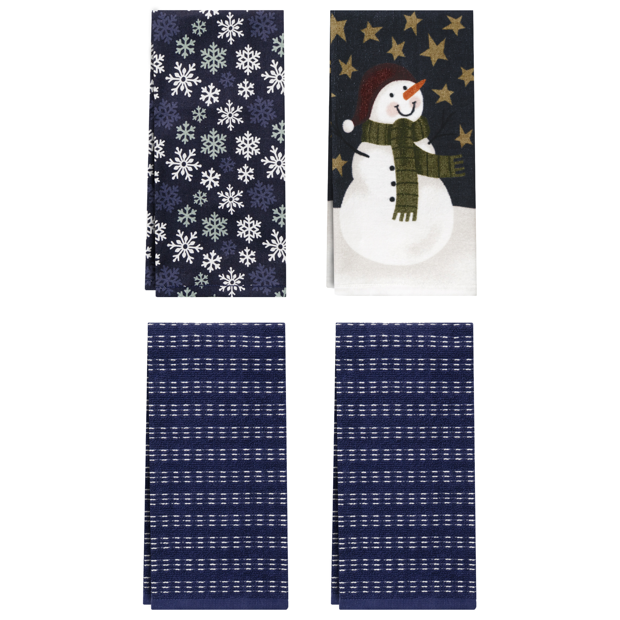 RITZ 100% Cotton Holiday Kitchen Towels, Set of 4, Starry Snowflakes ...