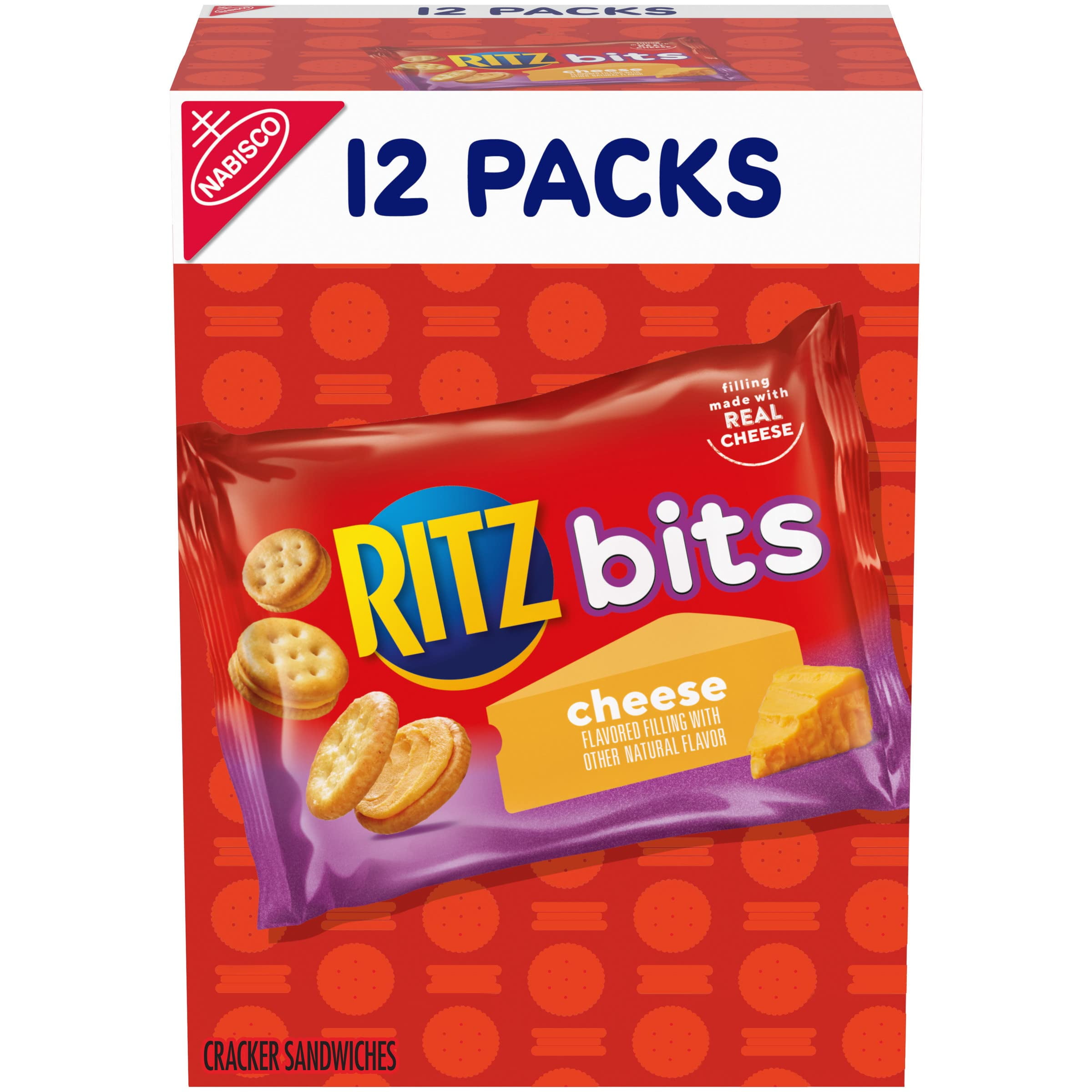 Pack of 2 - Ritz Bits Cheese Sandwich Crackers, 12 Snack Packs ...