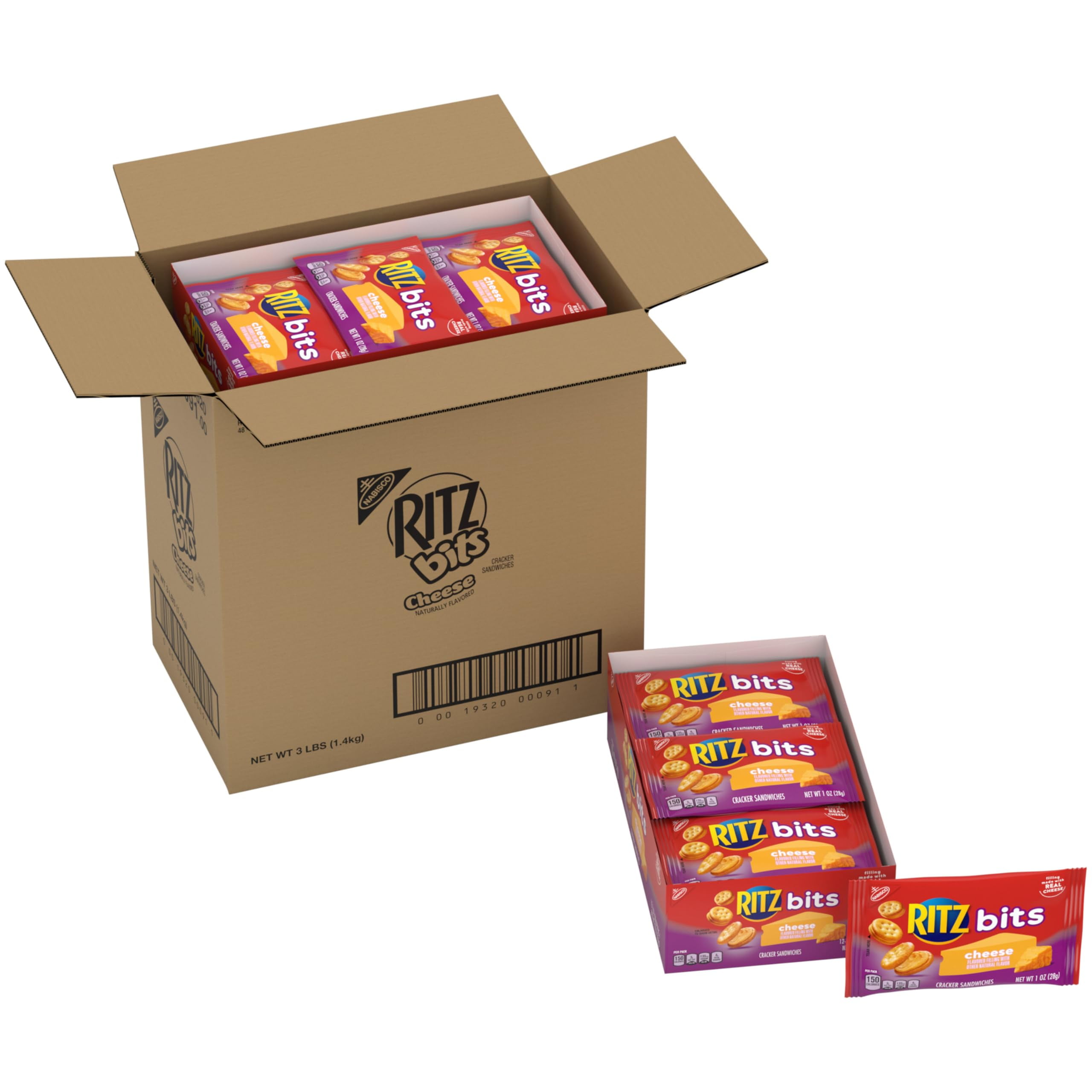 RITZ Bits Cheese Sandwich SAF21 Crackers, Bulk Lunch Snacks, 48 Snack ...