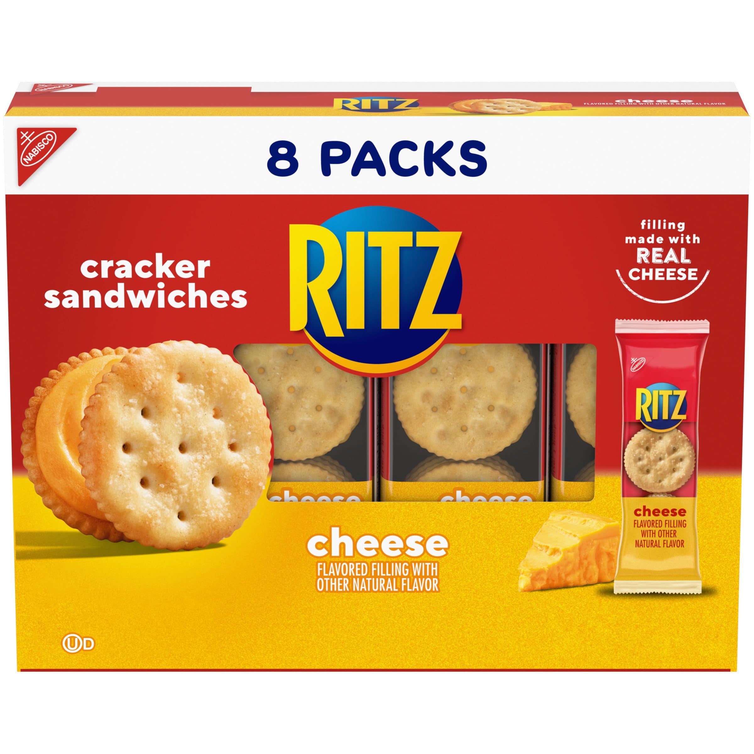 RITZ Cheese Sandwich Crackers, 8 Snack Packs (6 Crackers Per Pack) C11 ...