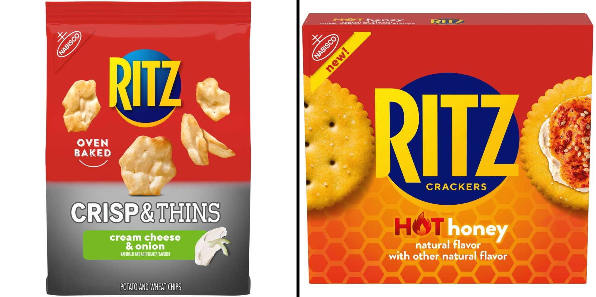 RITZ Hot Honey Crackers 13.7 oz & RITZ Crisp and Thins Cream Cheese and ...