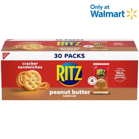 RITZ Peanut Butter Sandwich Crackers, 30 Snack Packs (4 Crackers Per Pack)