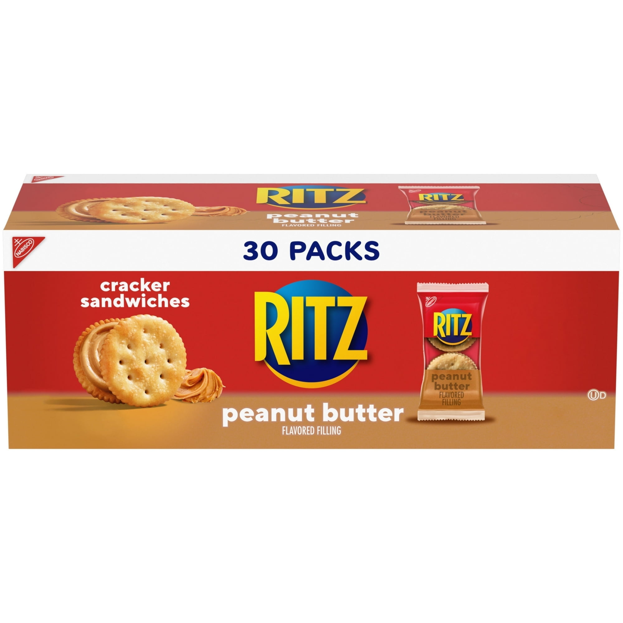 RITZ Peanut Butter Sandwich Crackers, Lunch Snacks, 30 Snack Packs (4 Crackers Per Pack) (2 Box ...