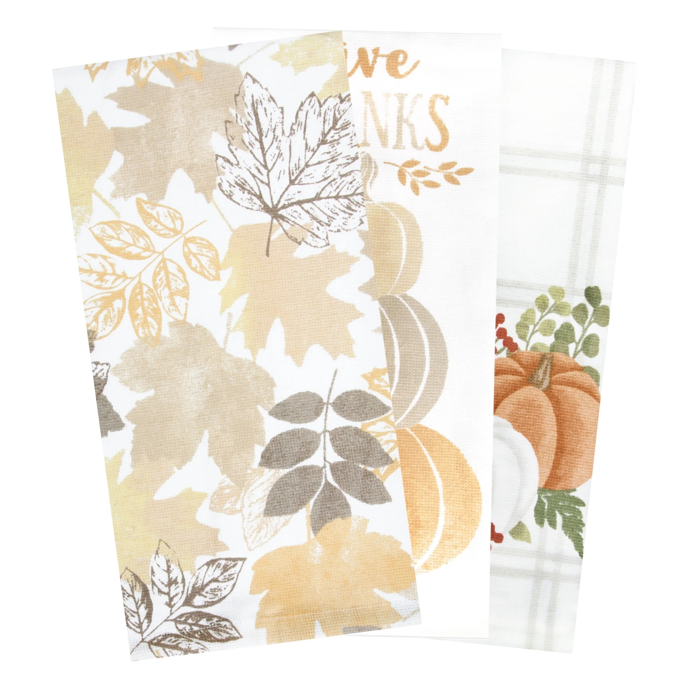 RITZ Seasonal Towel Set, 100% Cotton, Machine Washable, 3-Pack, Leaves ...