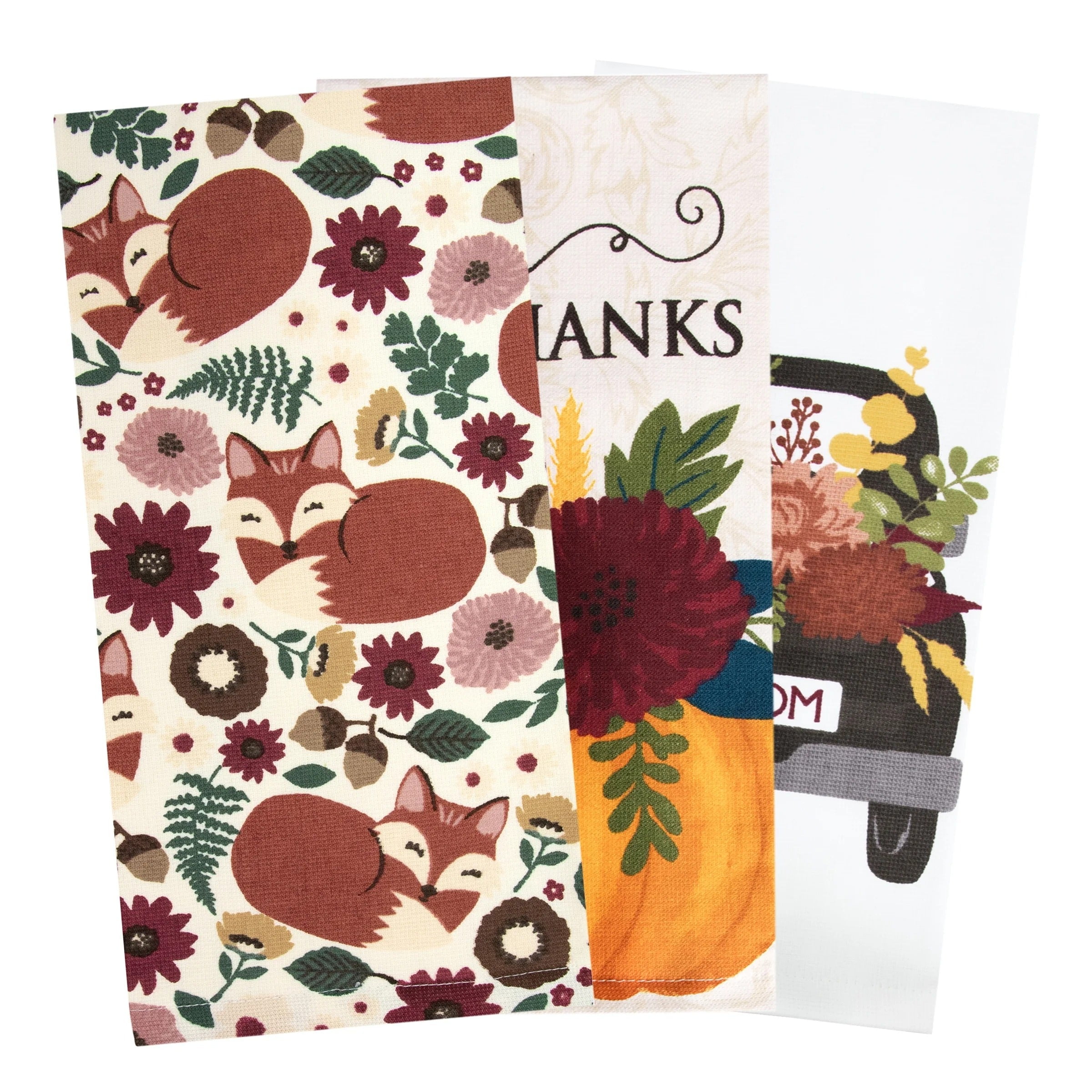 RITZ Seasonal Towel Set, Machine Washable, 3-Pack, Wildflower Fox ...