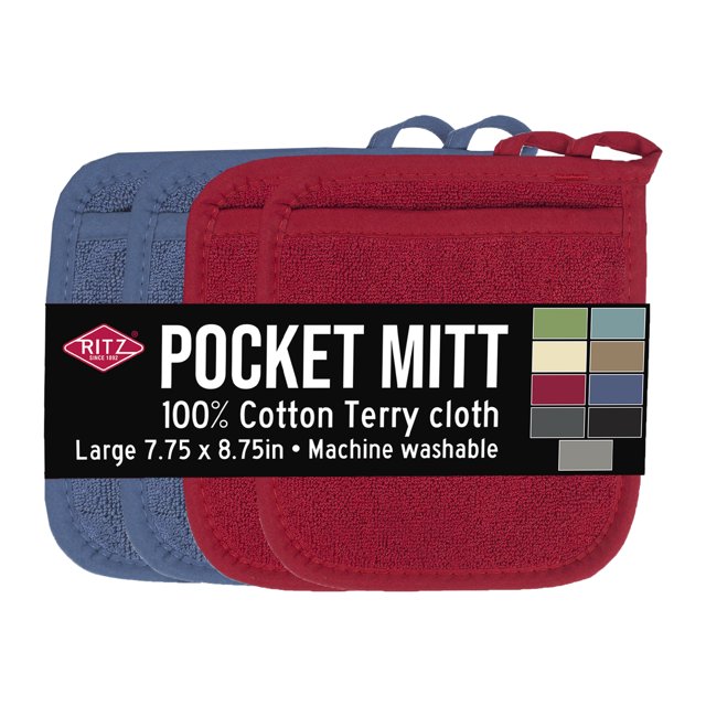 RITZ Terry Pocket Mitt Set, 4-Pack, Federal/Paprika - Walmart Business ...