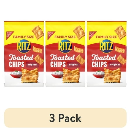 (3 pack) RITZ Toasted Chips Original Crackers, Party Snacks, Family ...