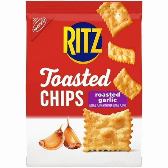 RITZ Toasted Chips Roasted Garlic Crackers, Party Snacks, 8.1 oz ...