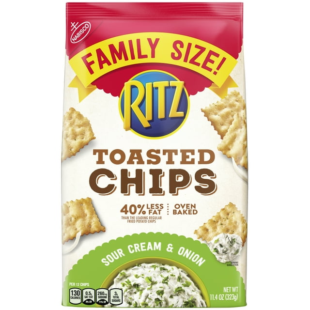 RITZ Toasted Chips Sour Cream and Onion Crackers, Family Size, 11.4 oz ...