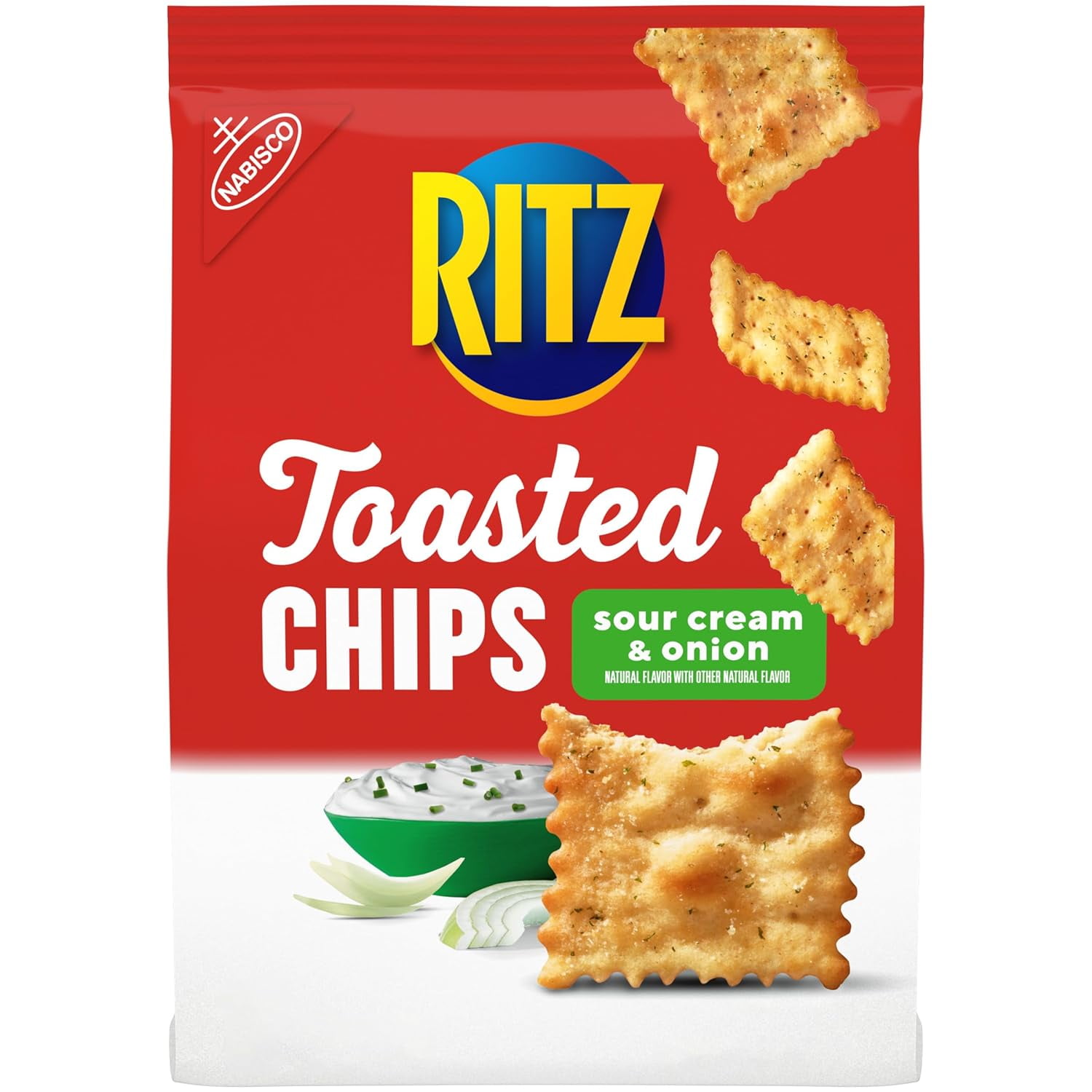 RITZ Toasted Chips Sour Cream and Onion Crackers, Party Snacks, 8.1 oz ...