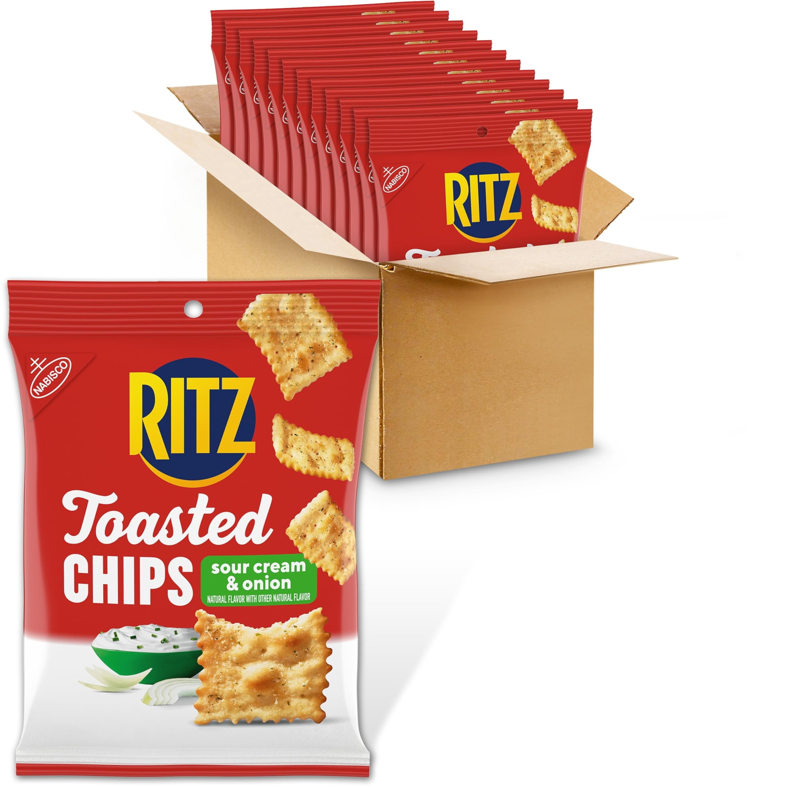 RITZ Toasted Chips Sour ESF27 Cream and Onion Crackers, Bulk Individual ...