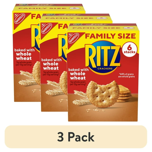 (3 pack) RITZ Whole Wheat Crackers, Family Size, 19.3 oz - Walmart.com