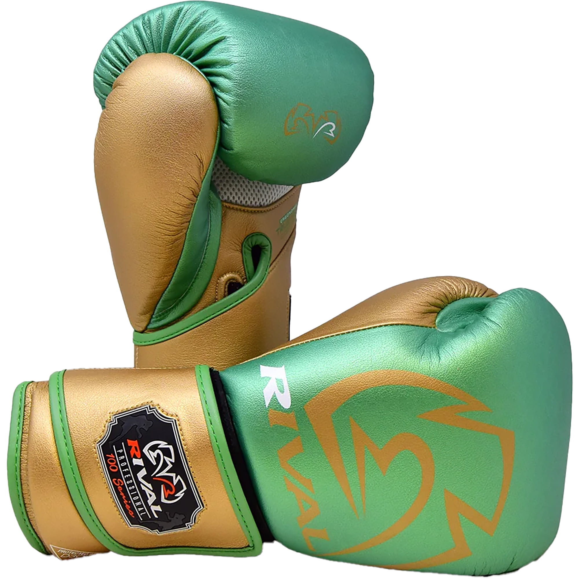 RIVAL Boxing RB100 Professional Bag Glove - Small - Green/Gold ...