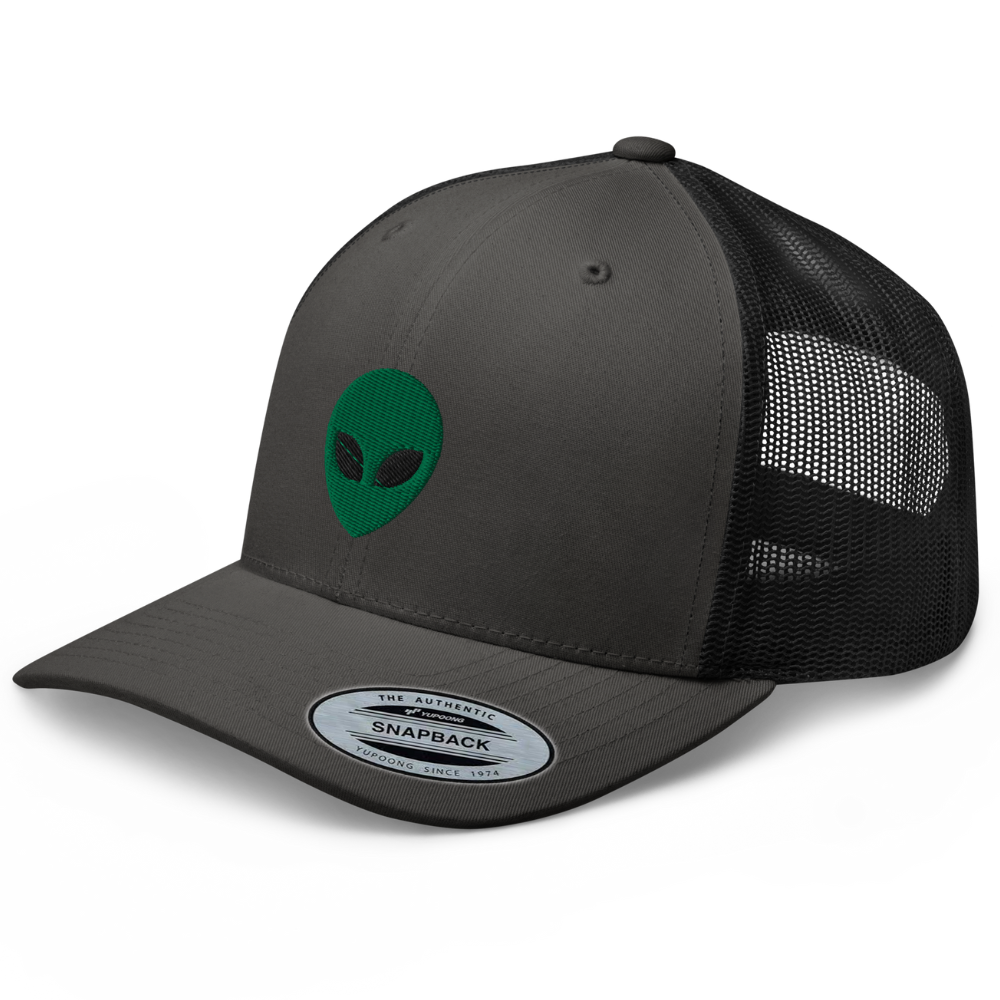 RIVEMUG Alien Hat Green Alien Head Trucker Hat Curved Bill Mid Crown ...