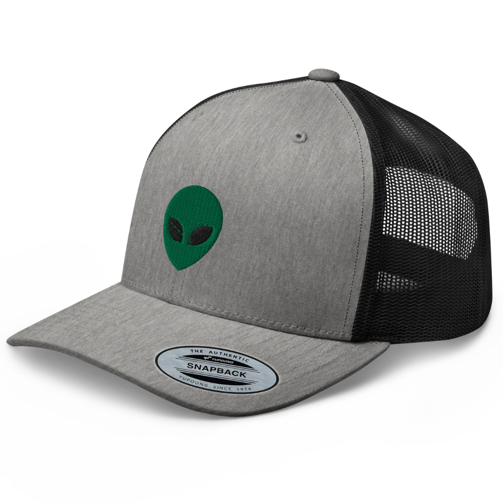 RIVEMUG Alien Hat Green Alien Head Trucker Hat Curved Bill Mid Crown ...