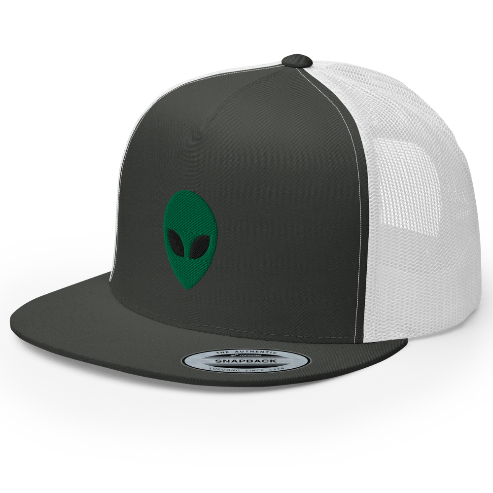 RIVEMUG Alien Hat Green Alien Head Trucker Hat Flat Bill High Crown ...