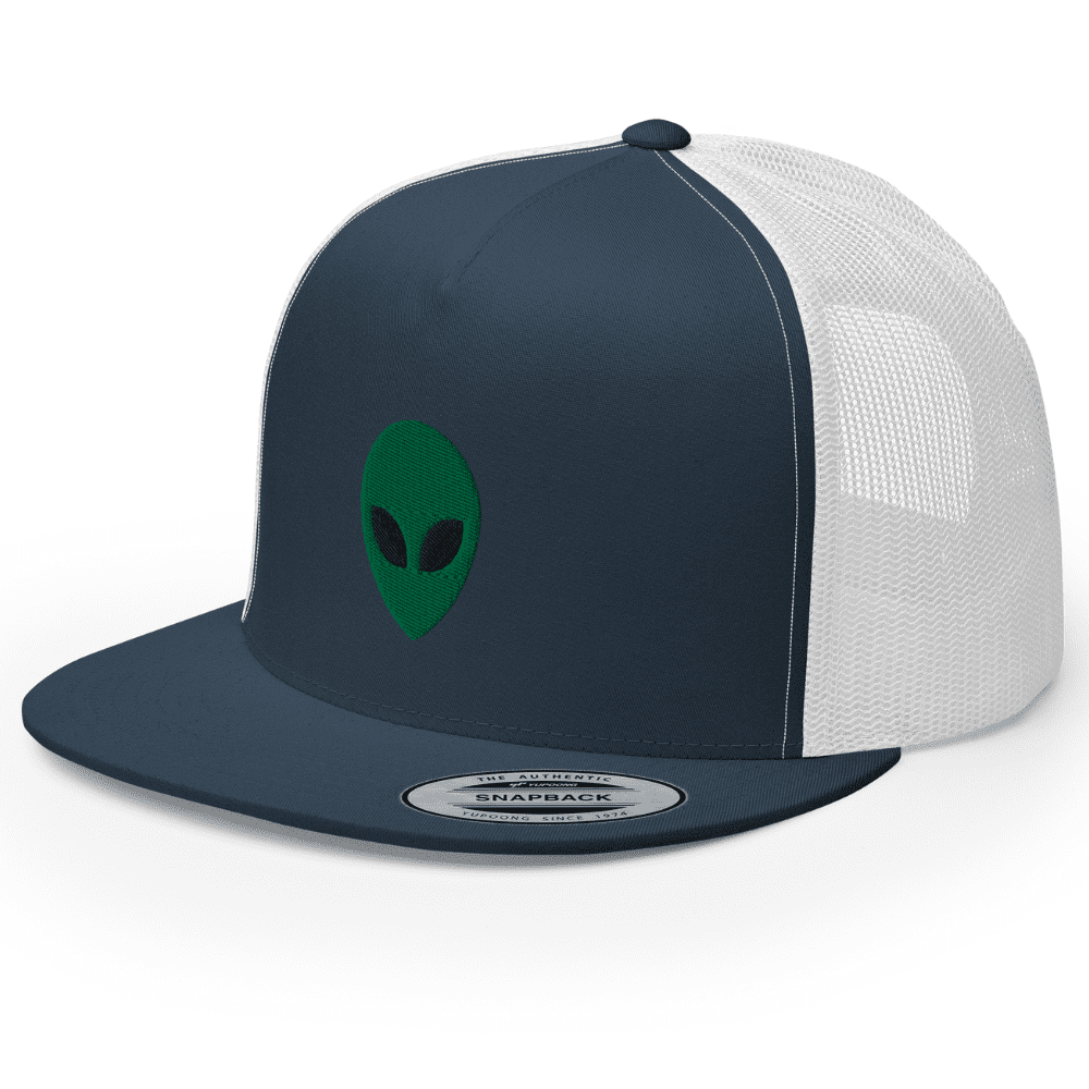 RIVEMUG Alien Hat Green Alien Head Trucker Hat Flat Bill High Crown ...