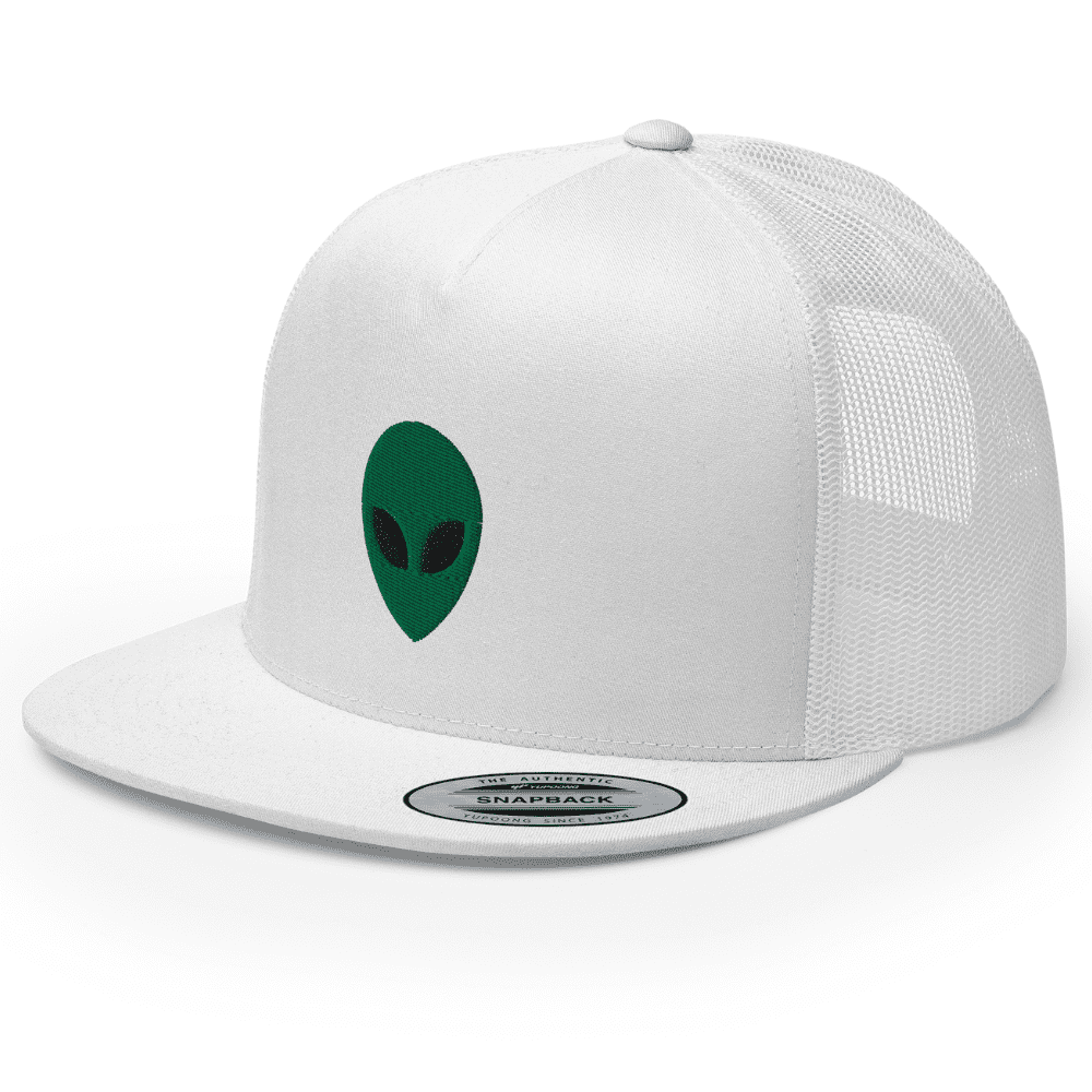 RIVEMUG Alien Hat Green Alien Head Trucker Hat Flat Bill High Crown ...