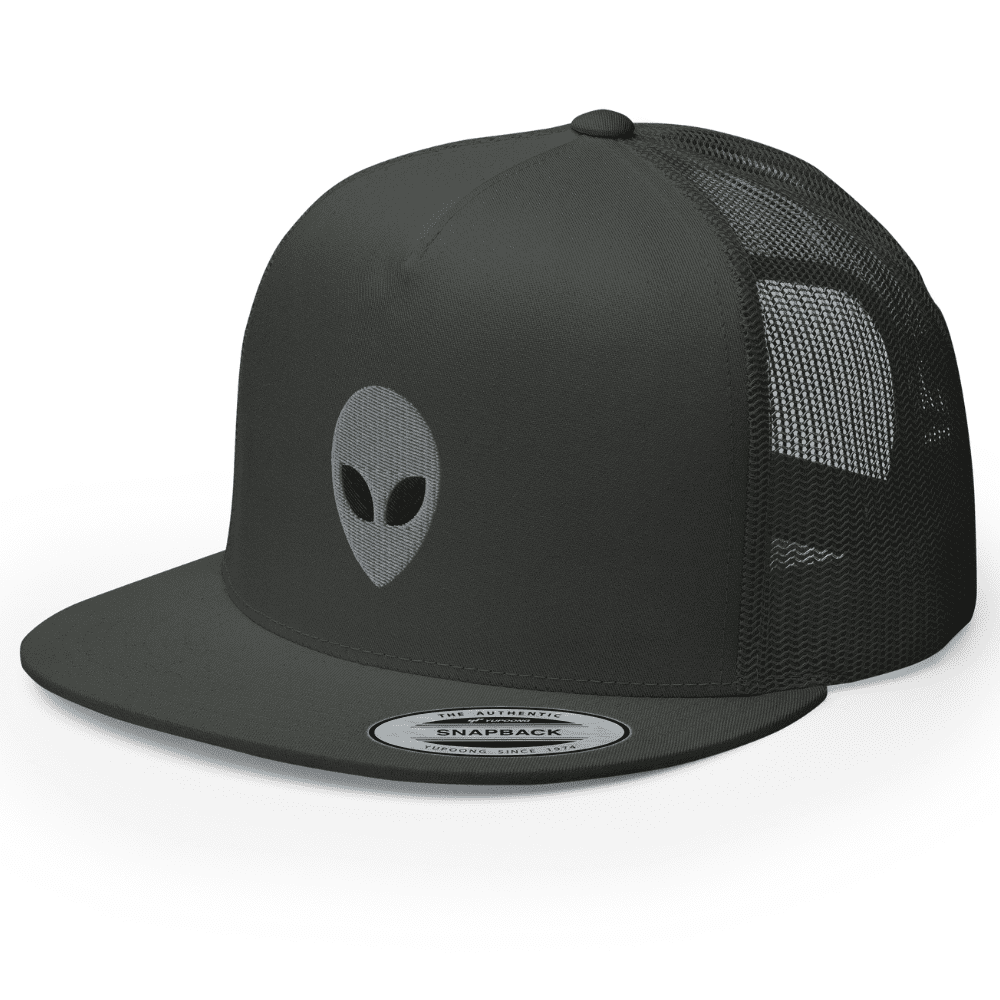 RIVEMUG Alien Hat The Greys Trucker Hat Flat Bill High Crown Adjustable ...