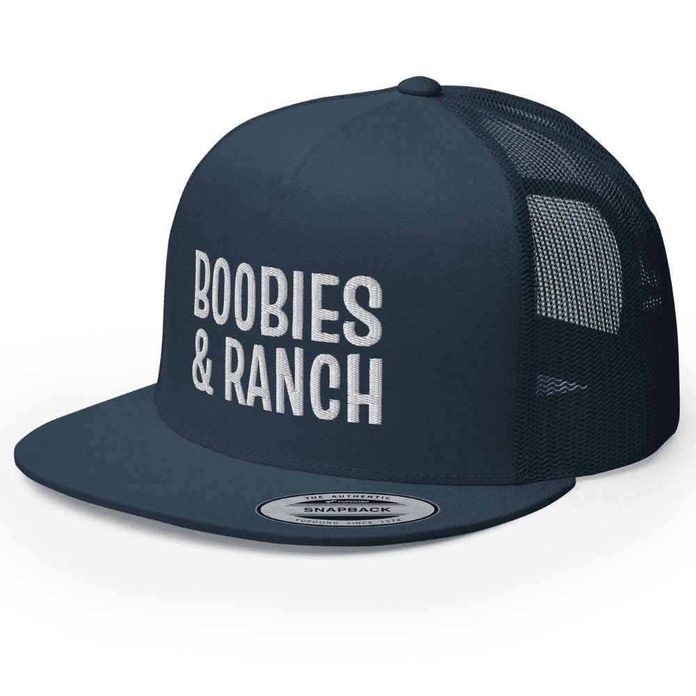 Rivemug Boobies And Ranch Embroidered Premium Trucker Hat Flat Bill
