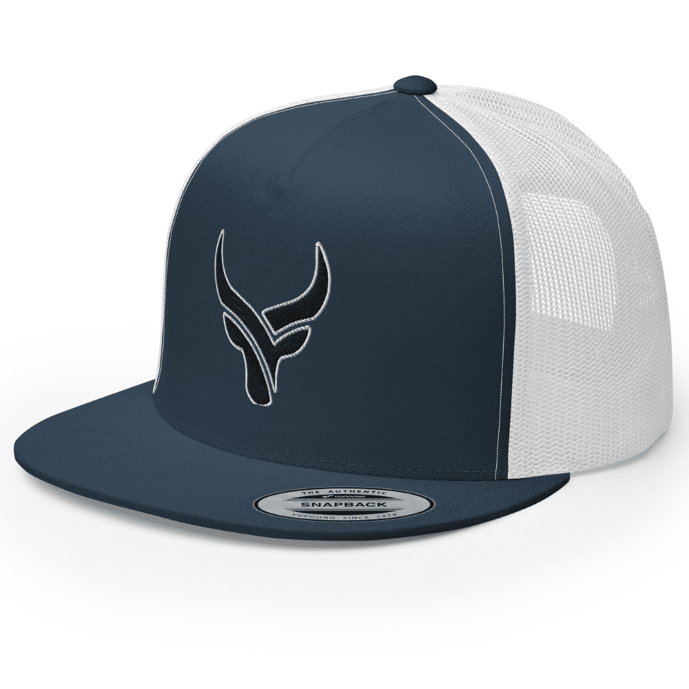 RIVEMUG Bull Head Blacken Cowboy Trucker Hat | Flat Bill High Crown ...
