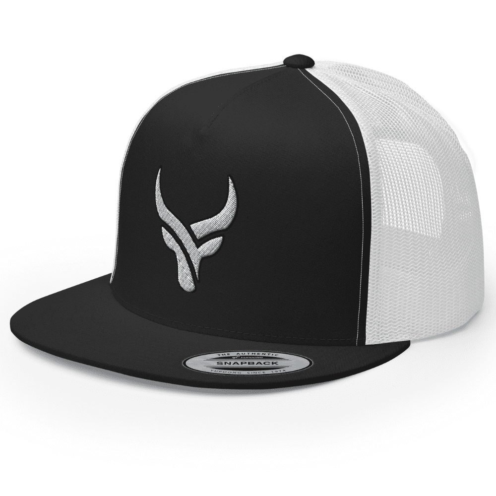 RIVEMUG Bull Head Cowboy Trucker Hat | Flat Bill High Crown Adjustable ...