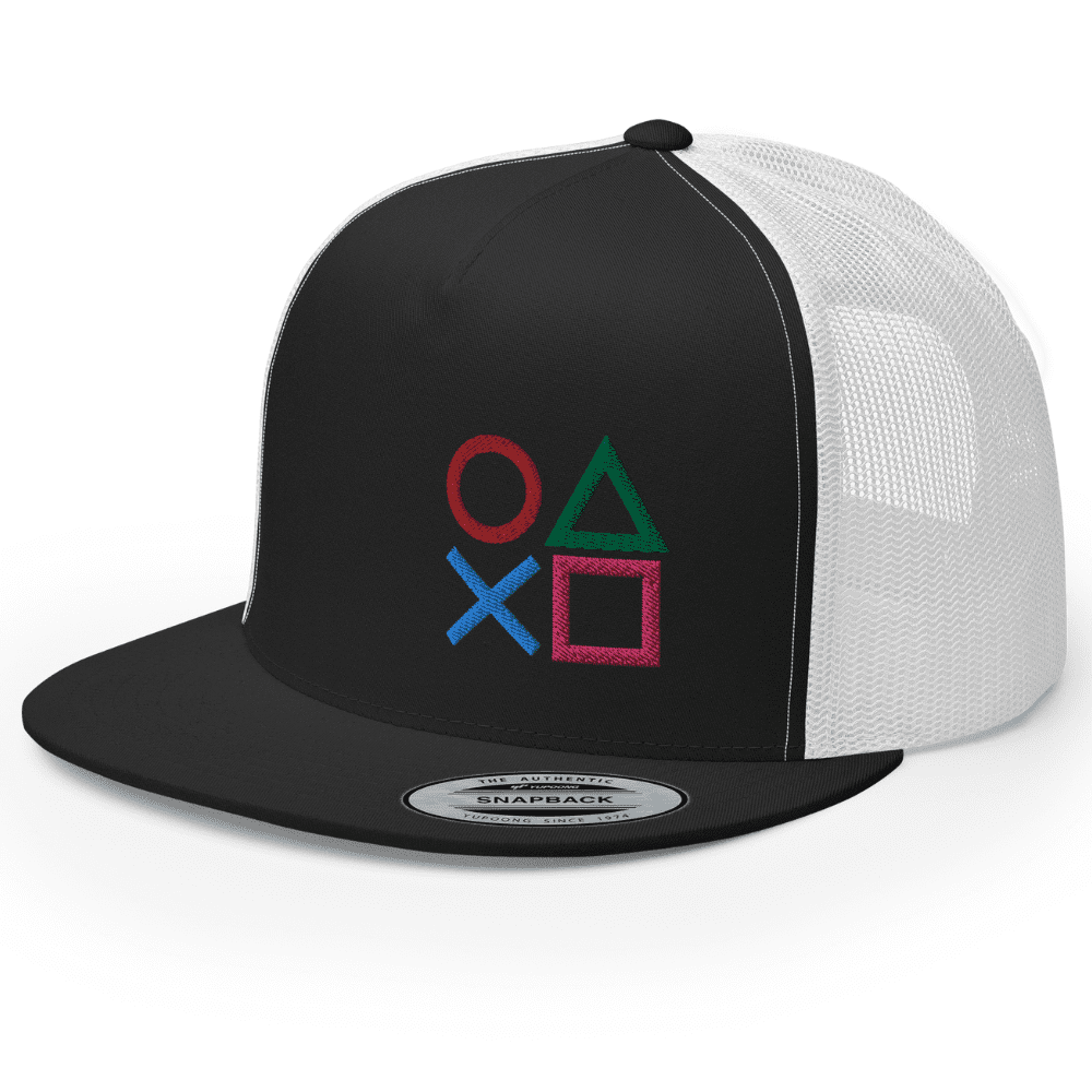 RIVEMUG Gaming Trucker Hat Embroidered Flat Bill High Crown Adjustable ...