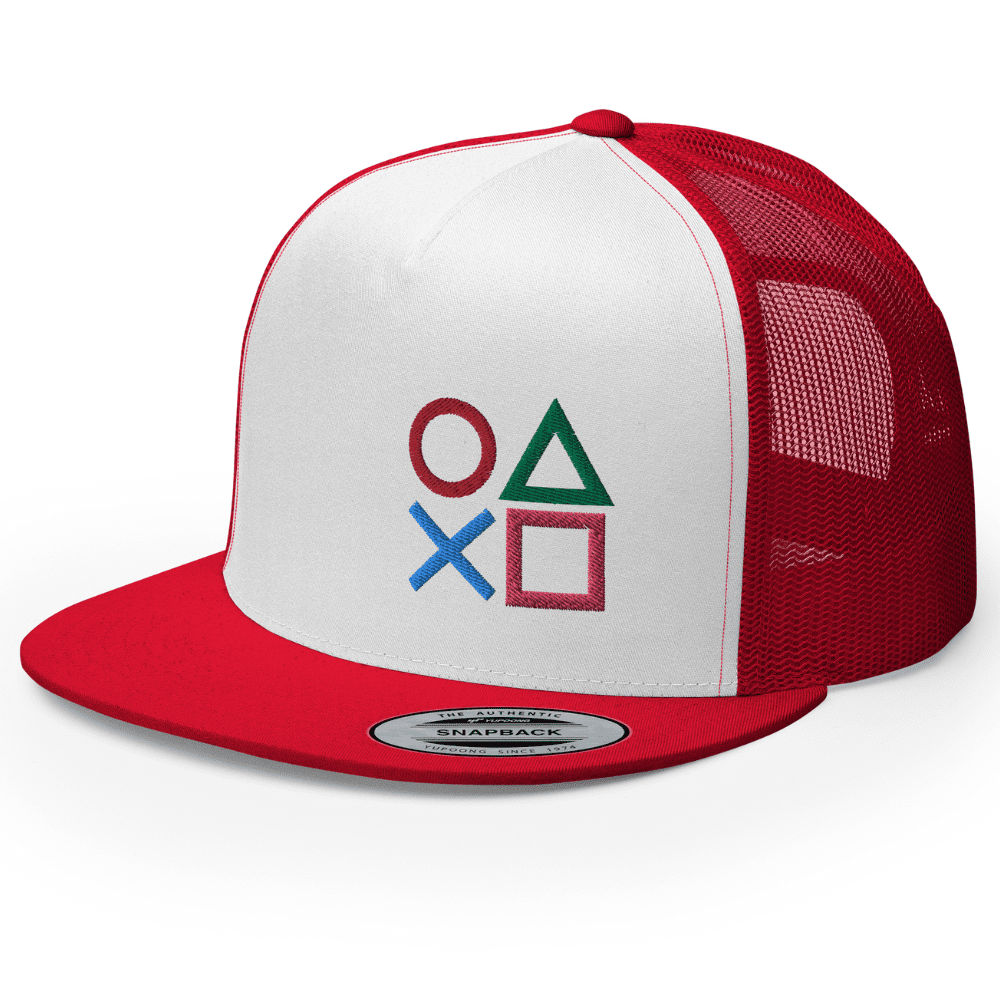 RIVEMUG Gaming Trucker Hat Embroidered Flat Bill High Crown Adjustable ...