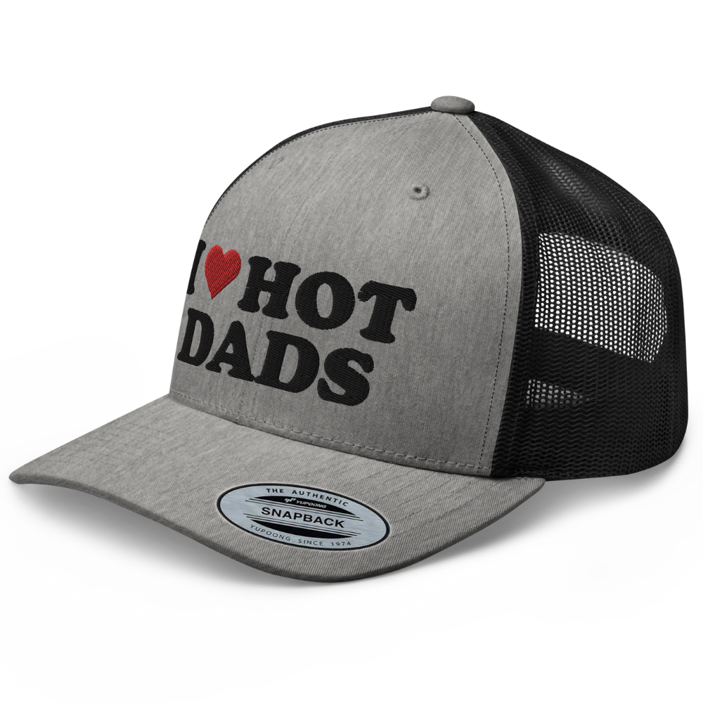 RIVEMUG I Love Hot Dads Embroidered Trucker Hat Curved Bill Mid Crown ...