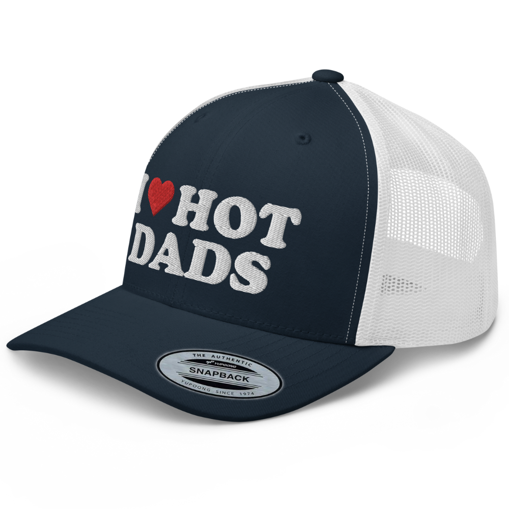RIVEMUG I Love Hot Dads Embroidered Trucker Hat Curved Bill Mid Crown ...