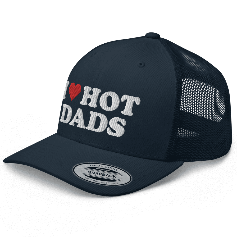 RIVEMUG I Love Hot Dads Embroidered Trucker Hat Curved Bill Mid Crown ...