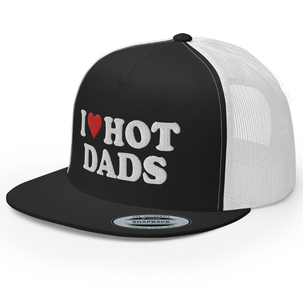 RIVEMUG I Love Hot Dads Embroidered Trucker Hat Flat Bill High Crown ...