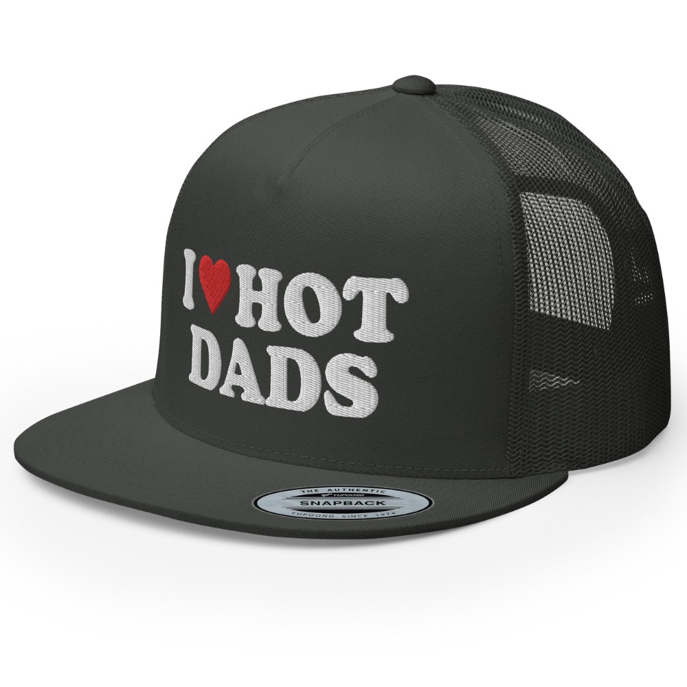 RIVEMUG I Love Hot Dads Embroidered Trucker Hat Flat Bill High Crown ...