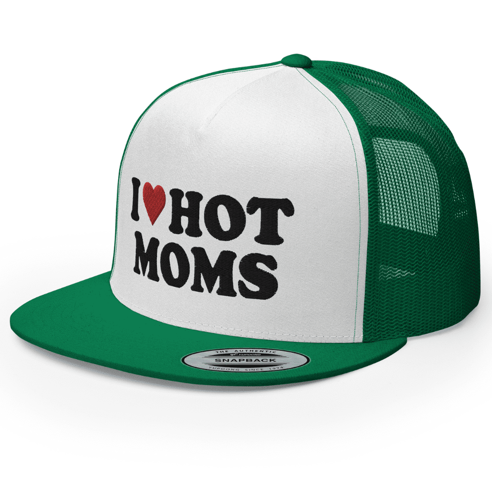 RIVEMUG I Love Hot Moms Embroidered Trucker Hat Flat Bill High Crown ...
