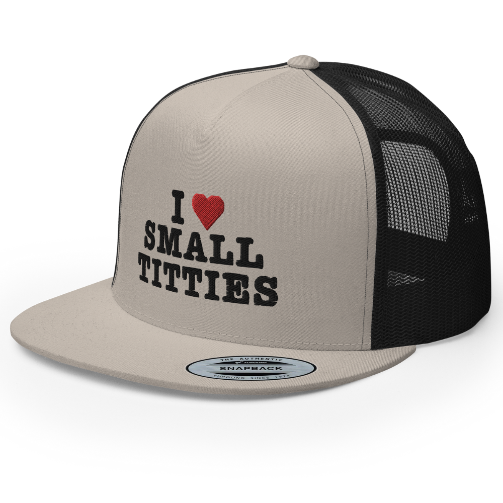 RIVEMUG I Love Small Titties Embroidered Flat Bill Trucker Hat High ...