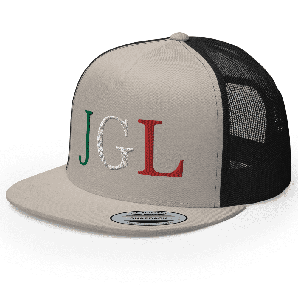 RIVEMUG JGL Tri Color Embroidered Trucker Hat Flat Bill High Crown ...