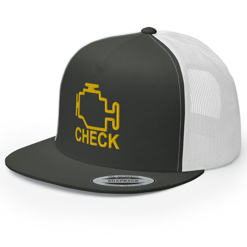 RIVEMUG NG Check Engine Flat Bill Trucker Hat High Crown Adjustable Cap ...