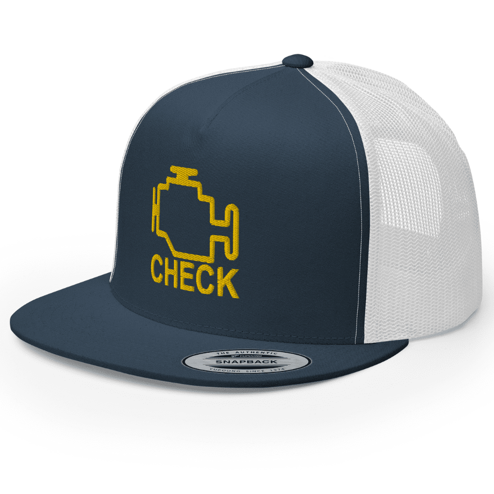RIVEMUG NG Check Engine Flat Bill Trucker Hat High Crown Adjustable Cap ...