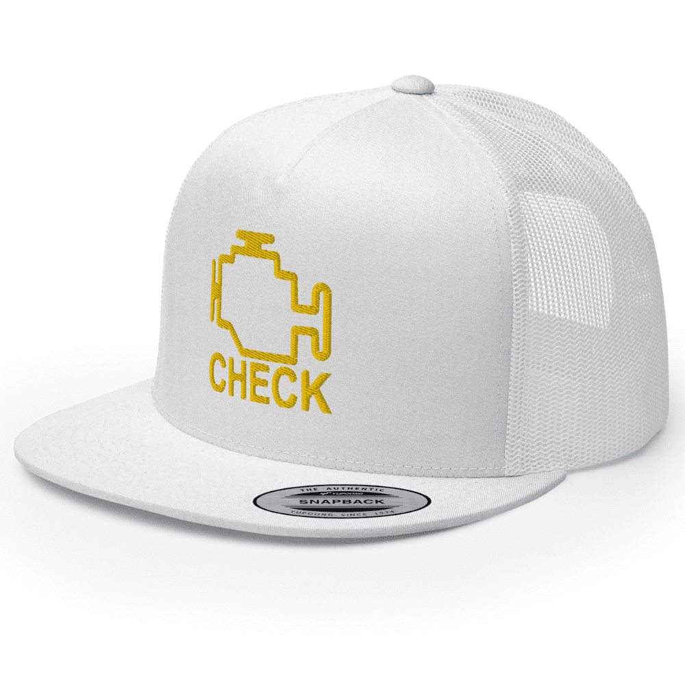 RIVEMUG NG Check Engine Flat Bill Trucker Hat High Crown Adjustable Cap ...