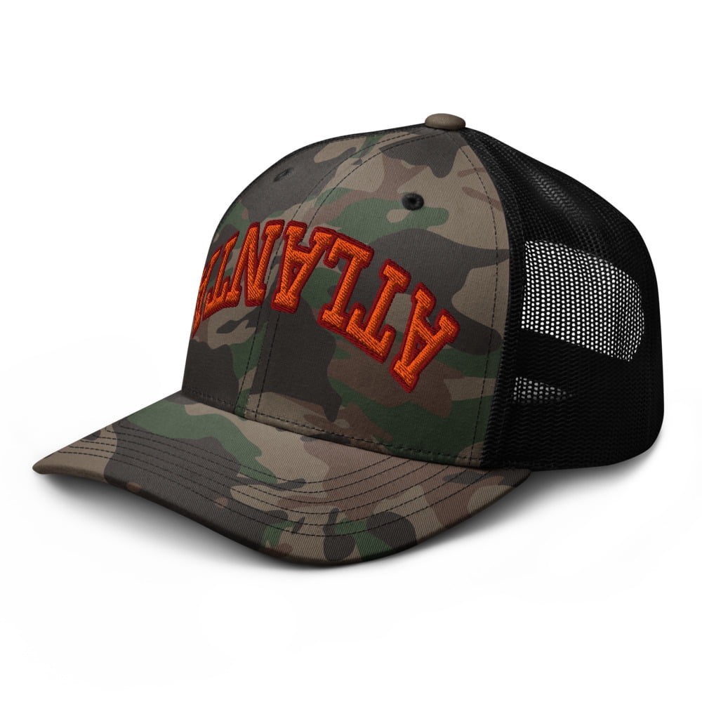 RIVEMUG NX Camo Upside Down Atlanta Camouflage Trucker Hat Embroidered ...