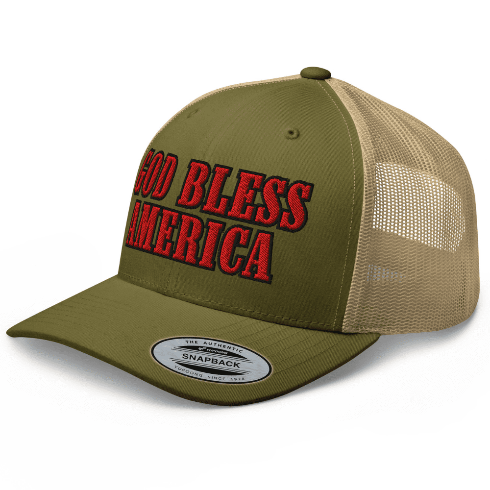 RIVEMUG NX God Bless America Embroidered Trucker Hat Curved Bill Mid ...