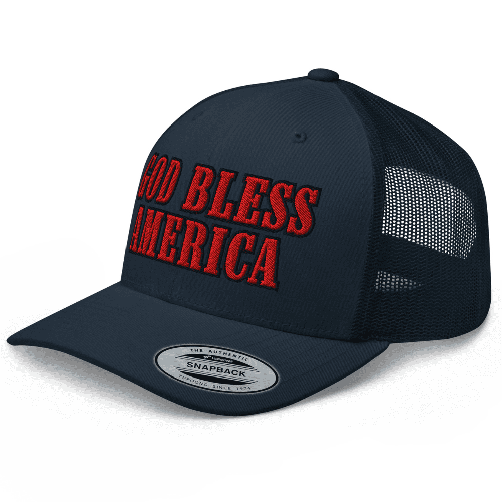 RIVEMUG NX God Bless America Embroidered Trucker Hat Curved Bill Mid ...