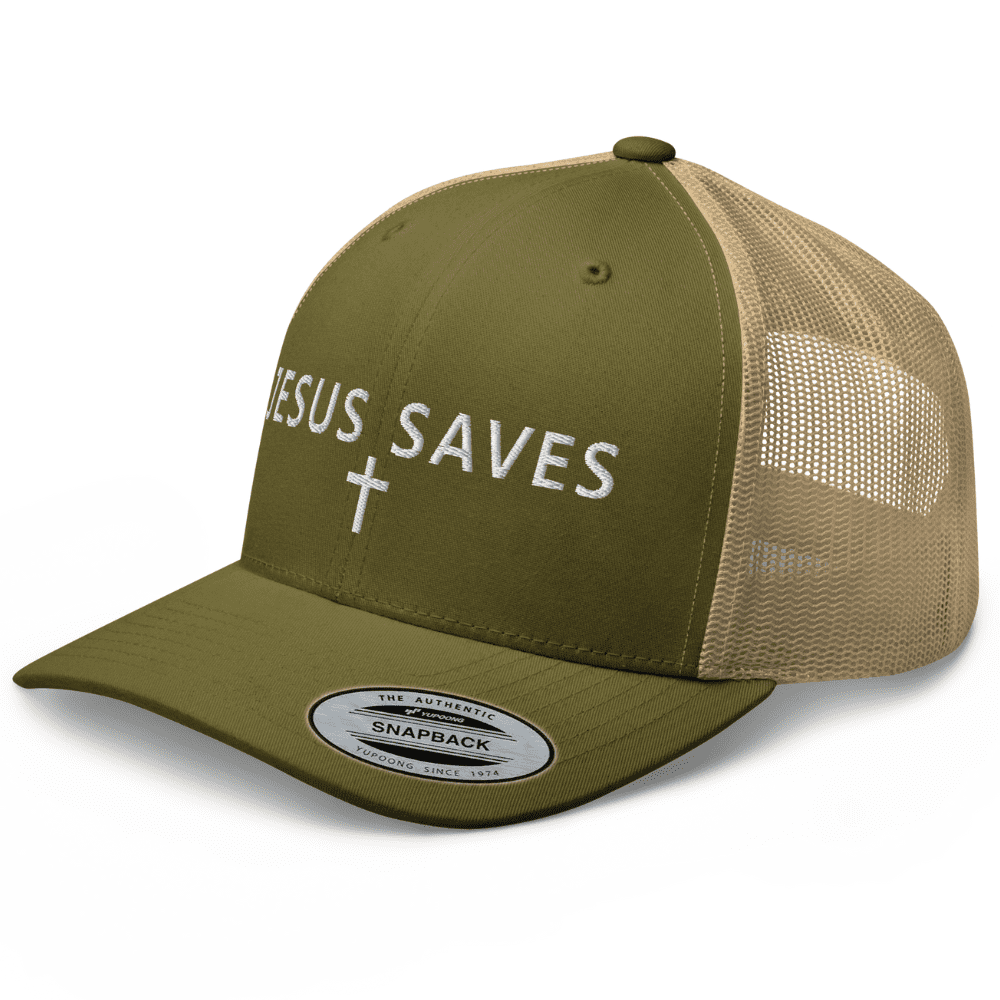 RIVEMUG NX Jesus Saves Cross Embroidered Curved Bill Trucker Hat Mid ...
