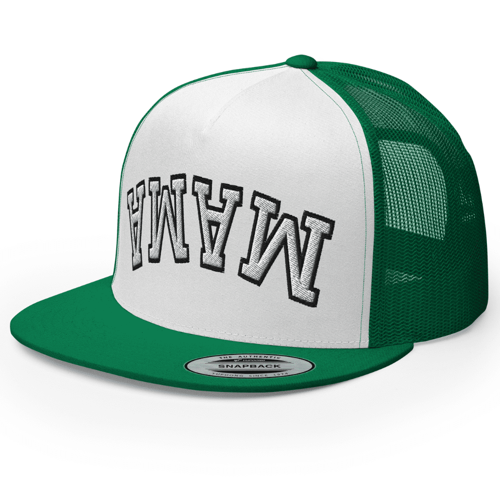 RIVEMUG NX Mama Upside Down Embroidered Flat Bill Trucker Hat High ...