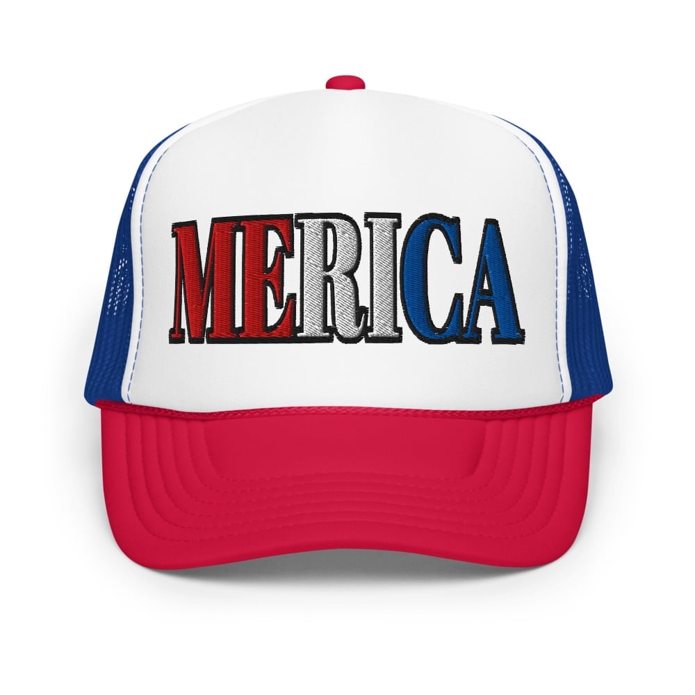 RIVEMUG NX Merica Embroidered Curved Bill Foam Trucker Hat High Crown ...