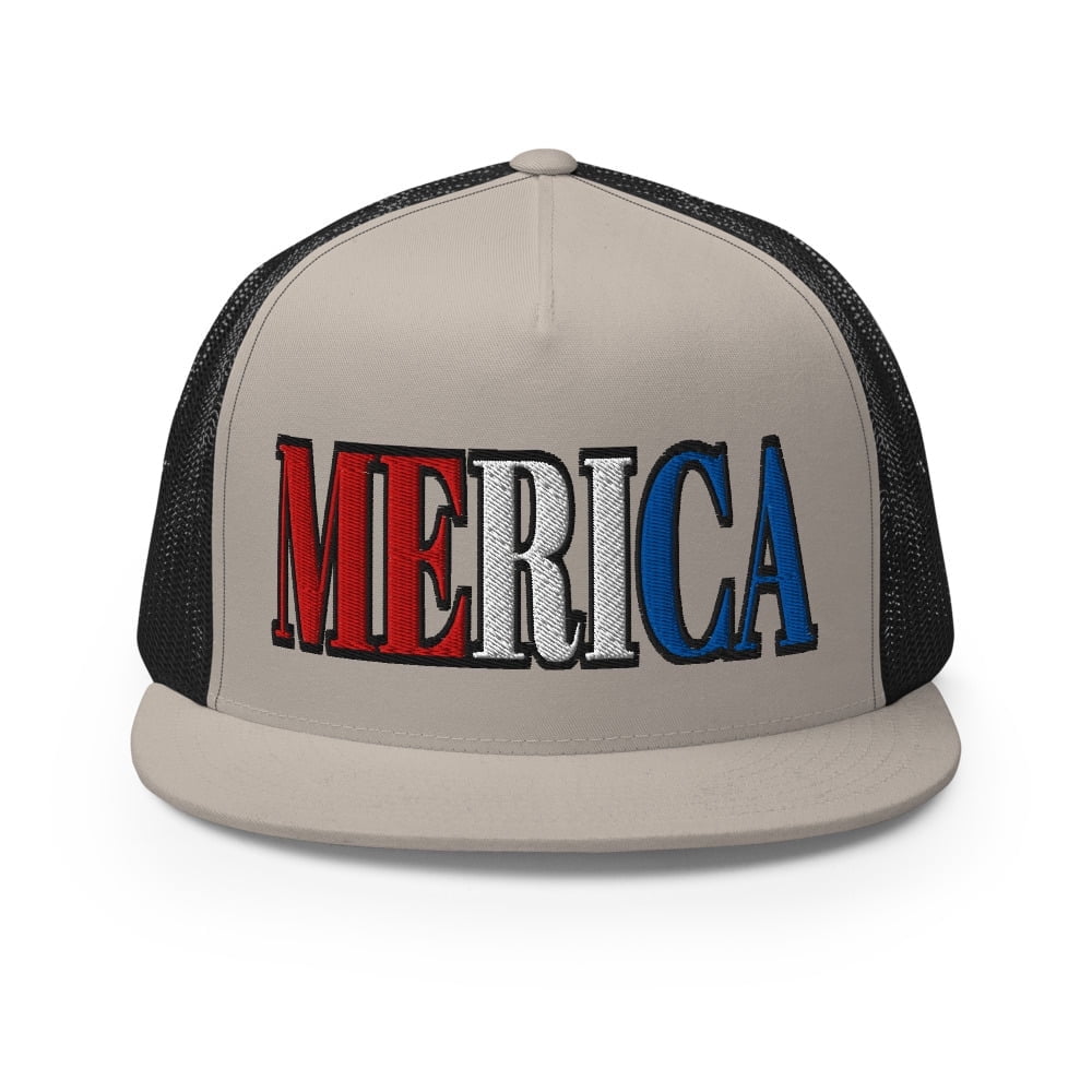 RIVEMUG NX Merica Embroidered Flat Bill Trucker Hat High Crown ...